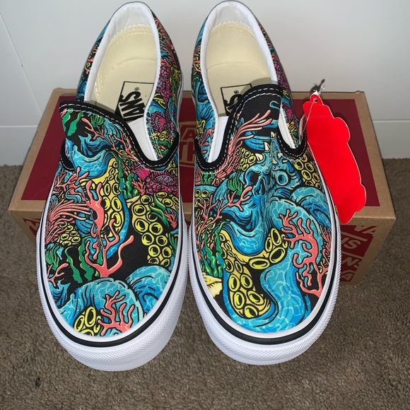 Vans | Shoes | Vans Classic Slip On Black Underwater | Poshmark